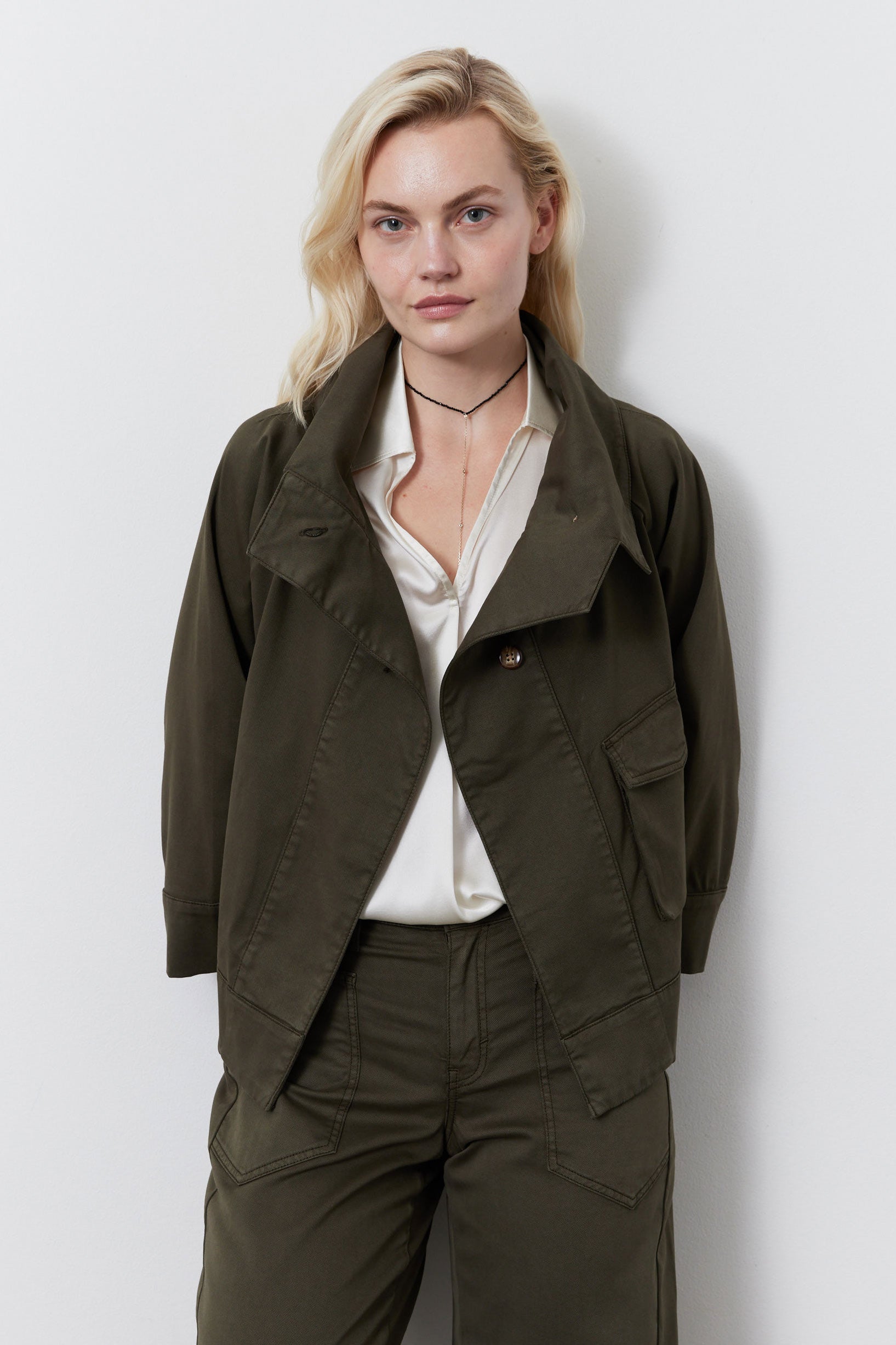 Twill Cropped Swing Jacket | Forest Night – Ruti